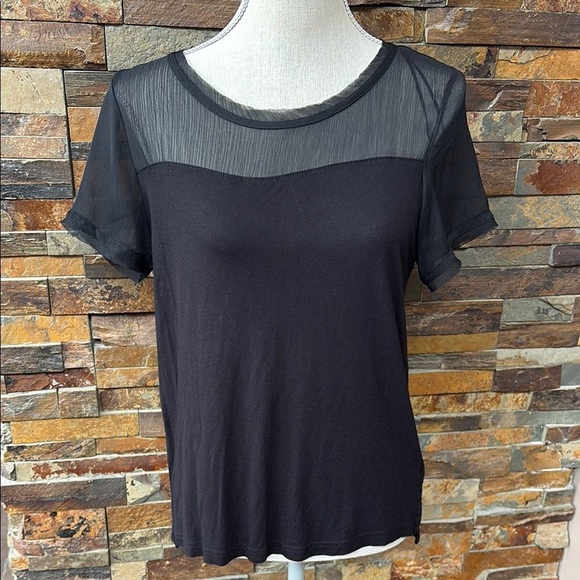 H&M | Tops | Hm Elegant Black Sheer Panel Top | Poshmark